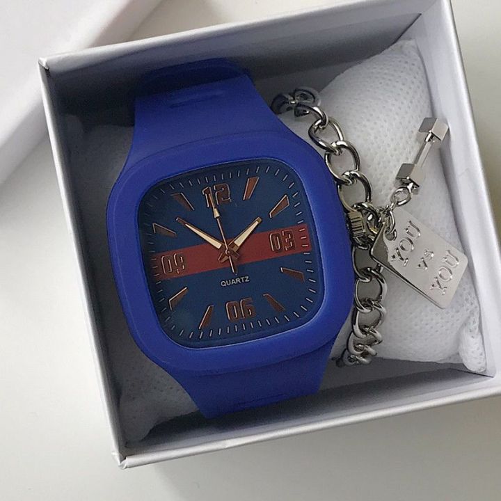 Klein Blue Watch for Men and Women, Simple Square Design, Unique Forest ...