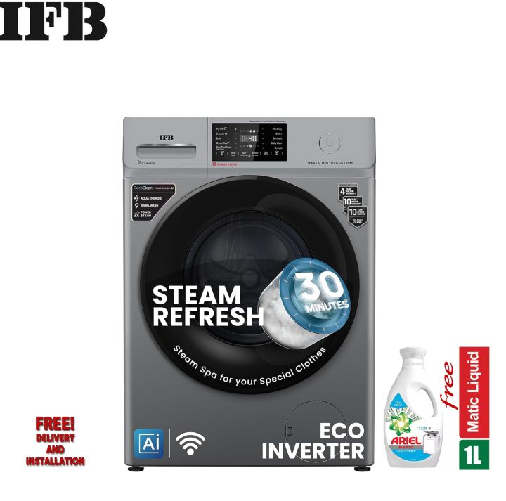 IFB 8 Kg 5 Star with 9 Swirl Wash, AI Powered, Wi-Fi, Fully Automatic Front Load Washing Machine ...