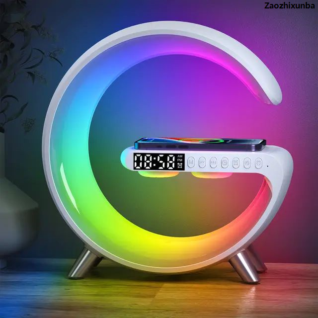 ZaozhixunbaMultifunctional G Shape Wireless Charger Led Lamp Bt Alarm ...