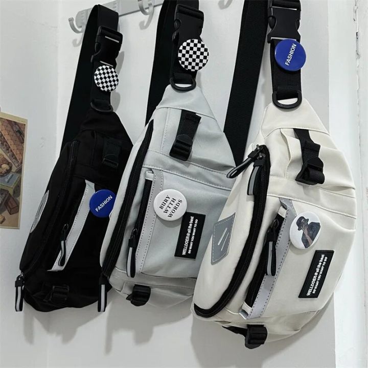 Solzy Japanese Harajuku Reflective Chest Bag Women and Men Waist Bag ...