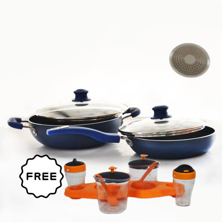 DeviDayal l Silicon Soft Handle 2 Piece Cookware Set With Glass Lid and ...