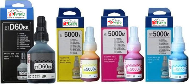 MP Everest Brother Refil Ink Set CMYK | BT-D60 BK | BT5000 C | BT5000M | BT5000Y | For Brother ...