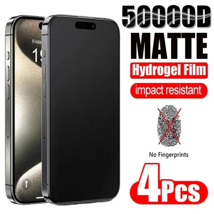4Pcs Matte Hydrogel Film for IPhone 14 11 12 13 15 Pro Max Mini Frosted ...