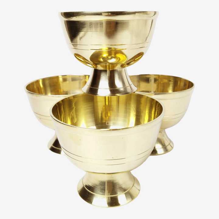 Brass Bowl (Kachaura) 7.5 Cms (Set of 4 Bowls) | Shiva Metal Udhyog ...