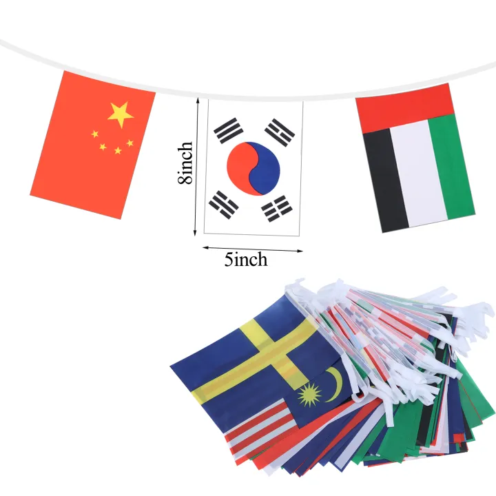 82ft National Flags Bunting, World Flags with 100 Different Countries ...