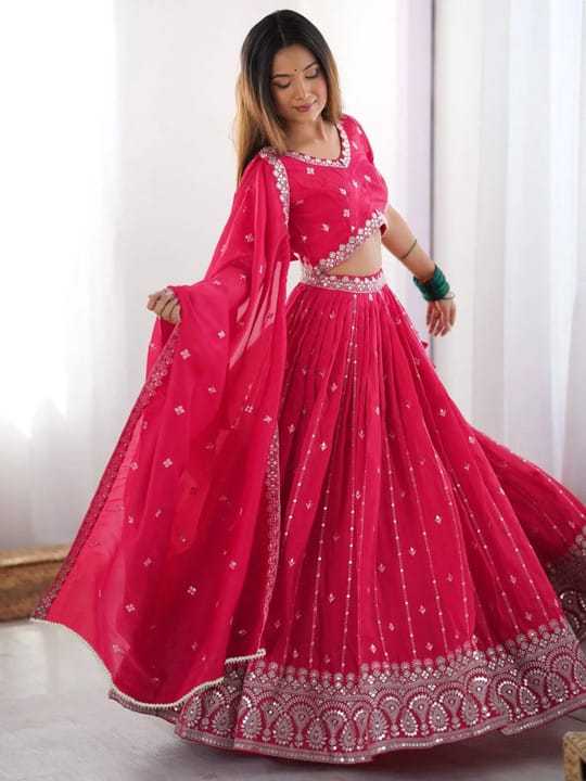 Fabdale Sequins Embroidered Lehenga Choli with Dupatta | Wedding, Party ...