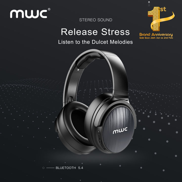 MWC Firo (MH01B) | Bluetooth 5.4 Headphone | HQ Stereo Sound | Standby Time 300H | Play Time 12 ...