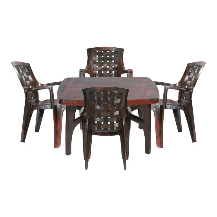 Bagmati Plastic Rectangular Table & Deluxe Chair Set (4 Chairs And 1 ...
