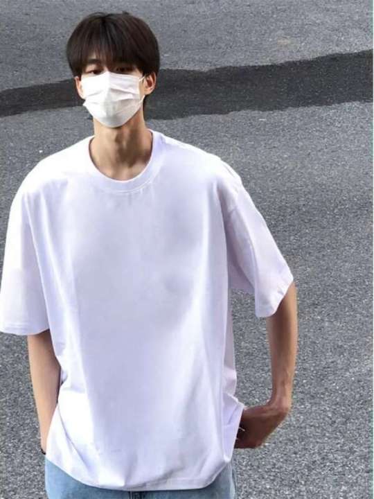 Double yarn cotton 280gt shirt for men in summer, pure white, small ...