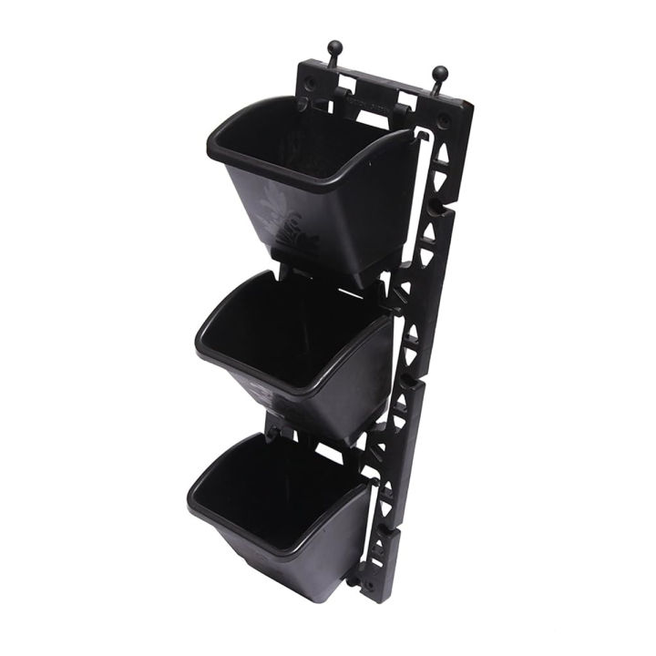 Wall Garden Panel With Hanging 3 Pots (Black, Color) Plant Container ...