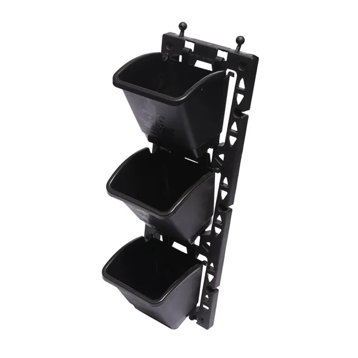 Wall Garden Panel With Hanging 3 Pots (Black, Color) Plant Container ...