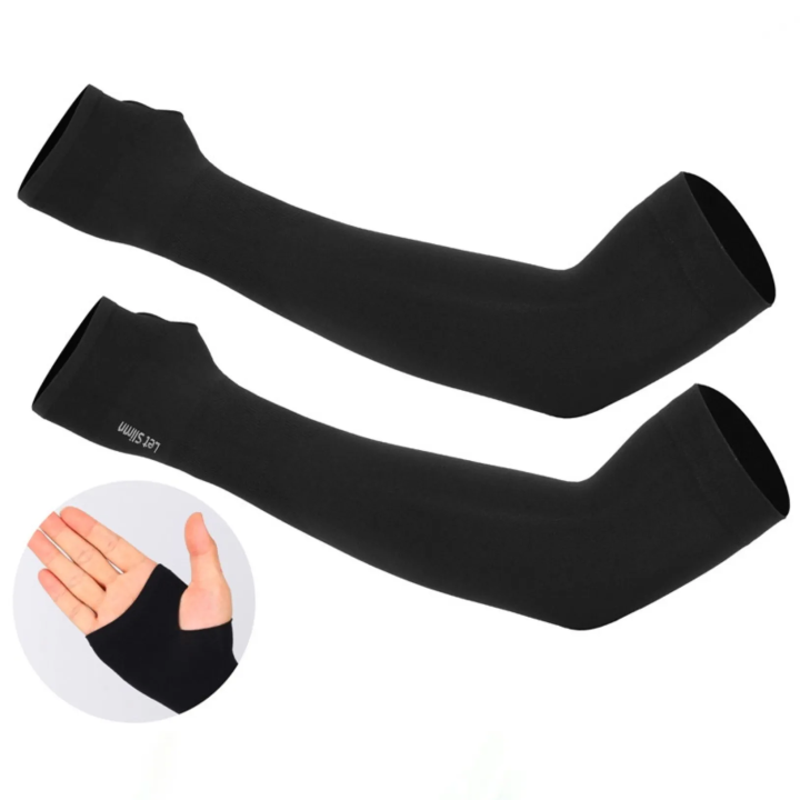 Let's Slim Cool Ice Silk Fabric UV Protection Band Protective Hands Arm ...