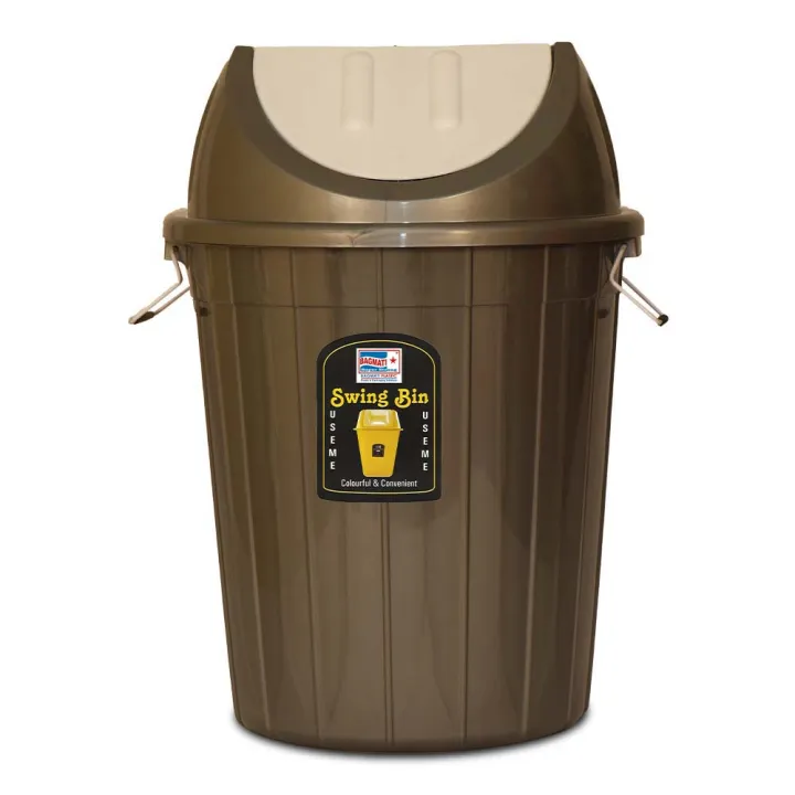 Round Plastic Swing Garbage Waste Dustbin 32 Litre - Grey | Daraz.com.np