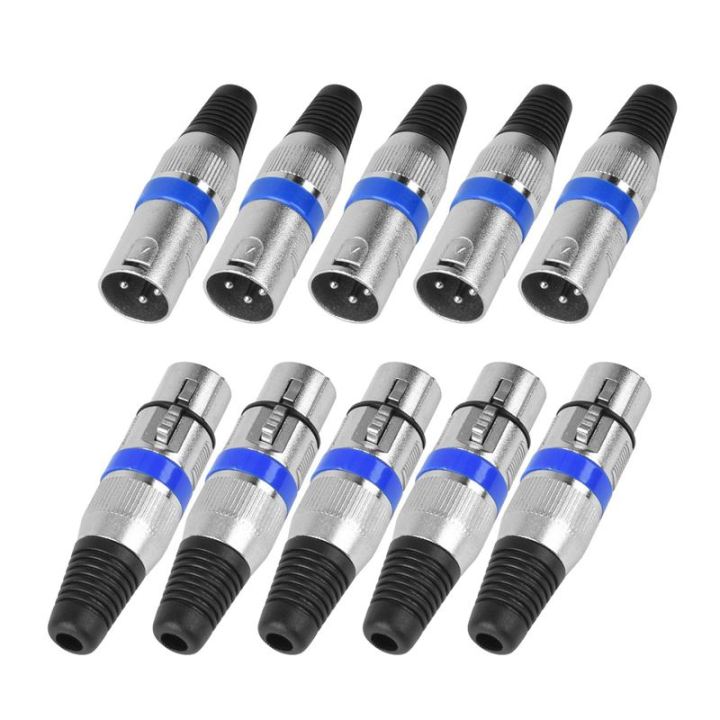 5 Pairs 3 Pin XLR Connectors Male and Female Microphone Mic Cable Plug ...