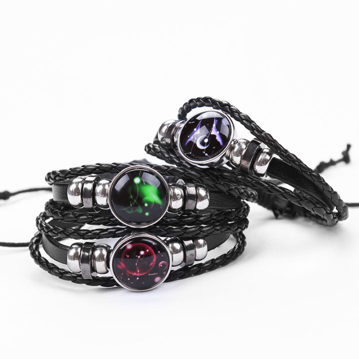 Luminous Twelve Constellation Artificial Gemstone Bracelet ;Beaded Rope ...