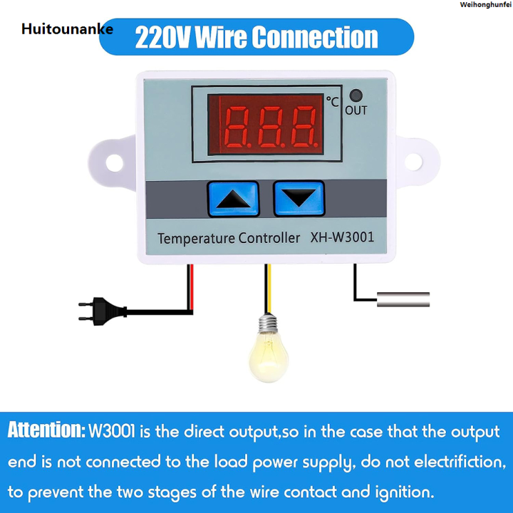 WeihonghunfeiHuitounanke W3001 Digital LED Temperature Controller 10A ...