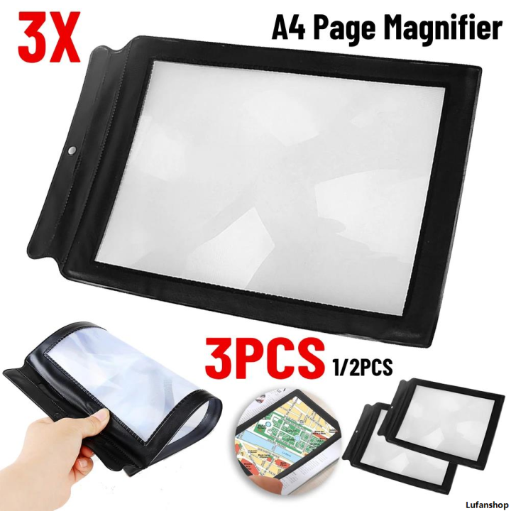 Lufanshop1-3pcs A4 Magnifier 3X Magnifying Glass Page Large Sheet ...