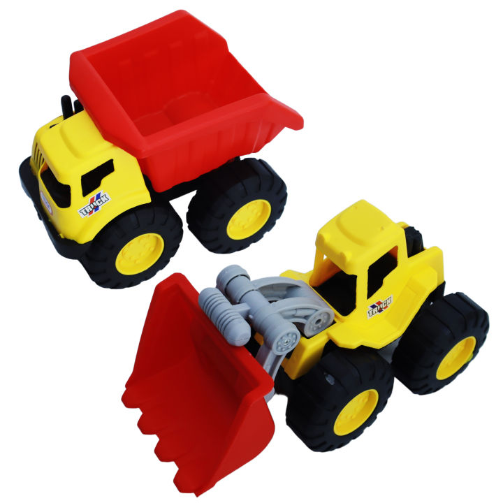 2-Piece Combo Set of Colorful Push & Go Construction Vehicle Monster ...