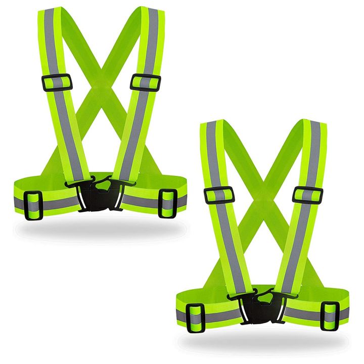 2PCS 4 X 1.5cm High Visibility Adjustable Bright Neon Safety Vests High ...