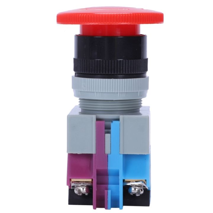 AC 600V 10A Red Mushroom Emergency Stop Push Button Switch 22mm NO NC ...