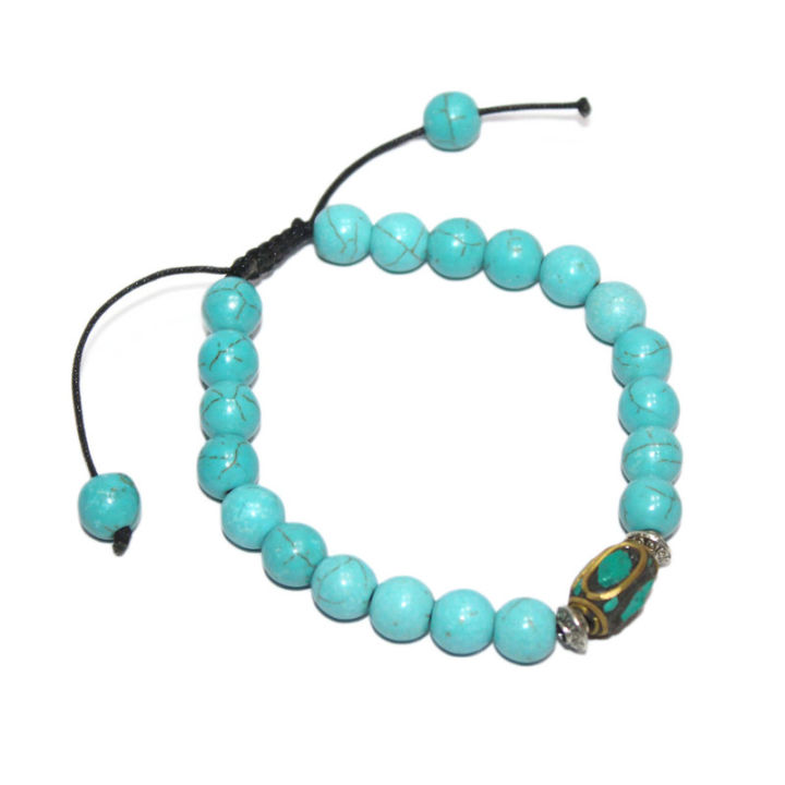 Sky Blue Color Adjustable Torquise Stone Unisex Barcelet | Daraz.com.np