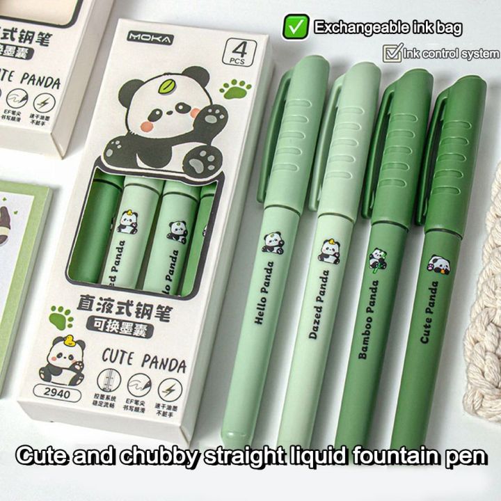 4Pcs Cute EF Tip Capibara Fountain Pen Replacable Ink Black Ink ...