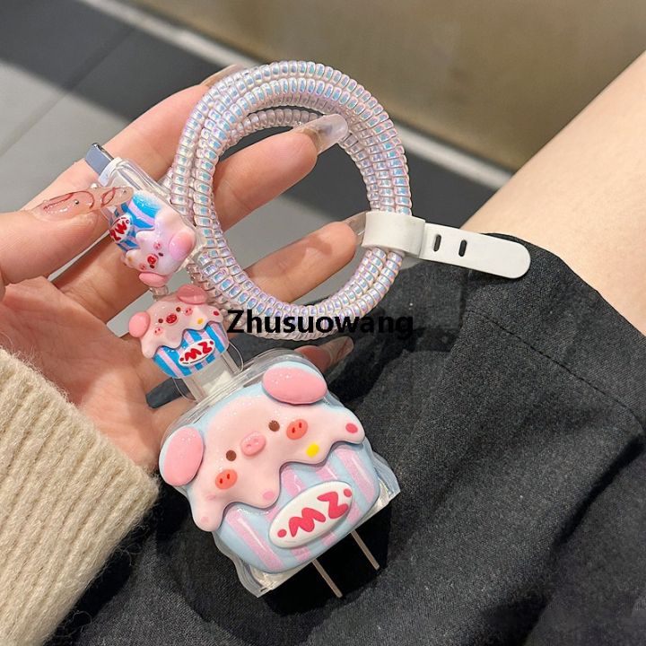Zhusuowang Cartoon Piggy Charger Case Cable Protector And Winding Kit ...