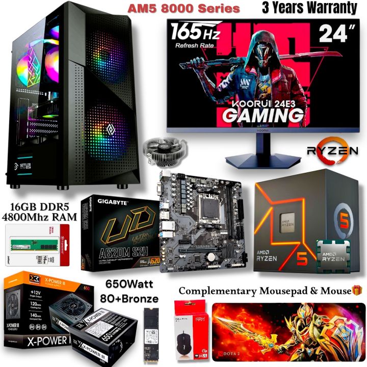 Powerful Ryzen 5 8600G Gaming PC Setup with Gigabyte AM5 A620M V2 DDR5 ...