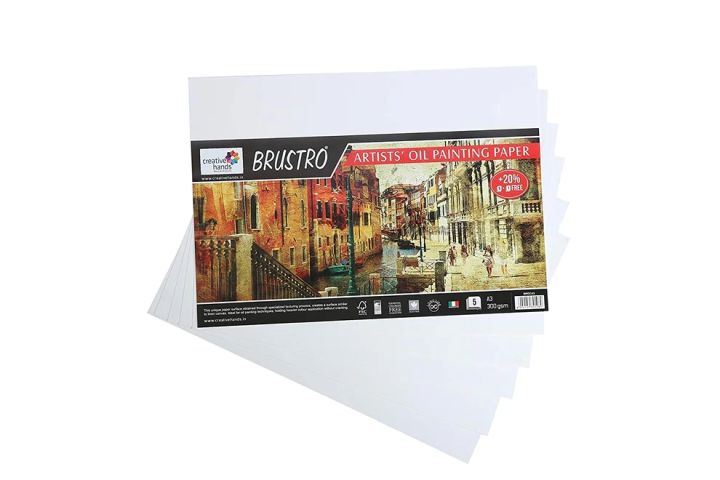 Brustro Artists' Oil Painting Paper | 300 GSM | A3 (Pack of 5 + 1 Free ...