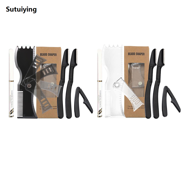 Sutuiying Beard Shaping Template Set Adjustable Facial Hair Template ...