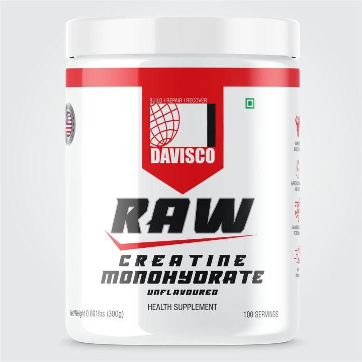 Davisco RAW Creatine Monohydrate 3000mg-300g (100 Servings) Unflavored ...