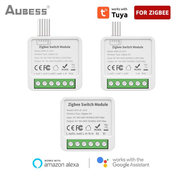 50% discount Tuya Zigbee Mini Smart Switch Module 10A 2/3/4 Gang 2-way Control Timing DIY ...