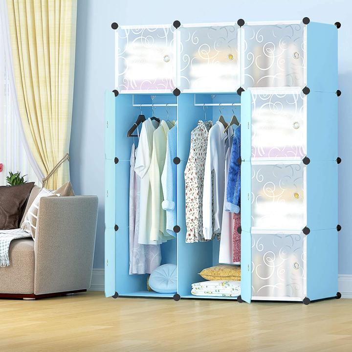 Lukzer 12 Cube Portable Waterproof Wardrobe Storage Rack Closet (140 x ...