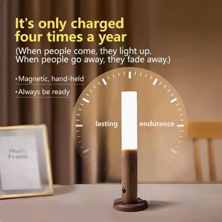 No Plug Wooden Motion Sensor Night Light Smart Motion Dimmable LED Wall ...