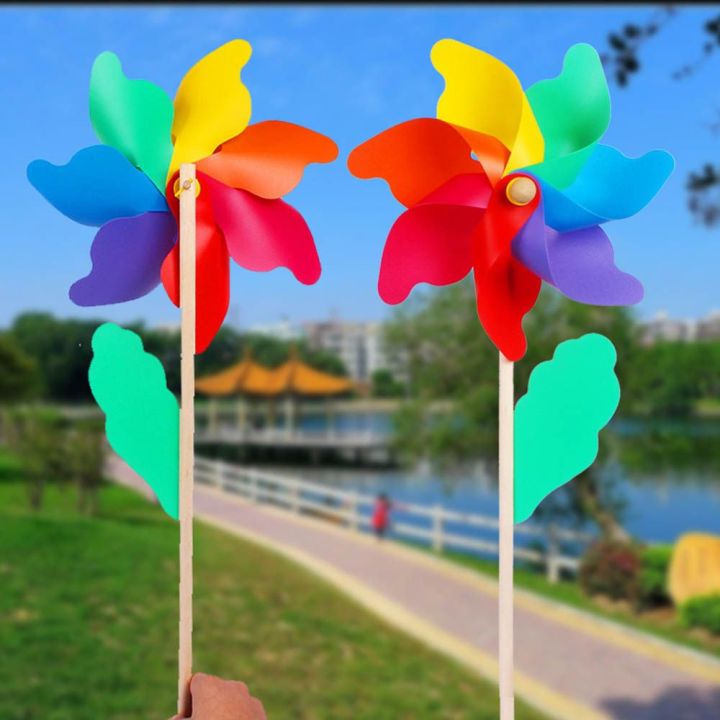 Whirligig Lawn Ornaments Wood Stick Wind Spinner Kids Toy Windmill ...