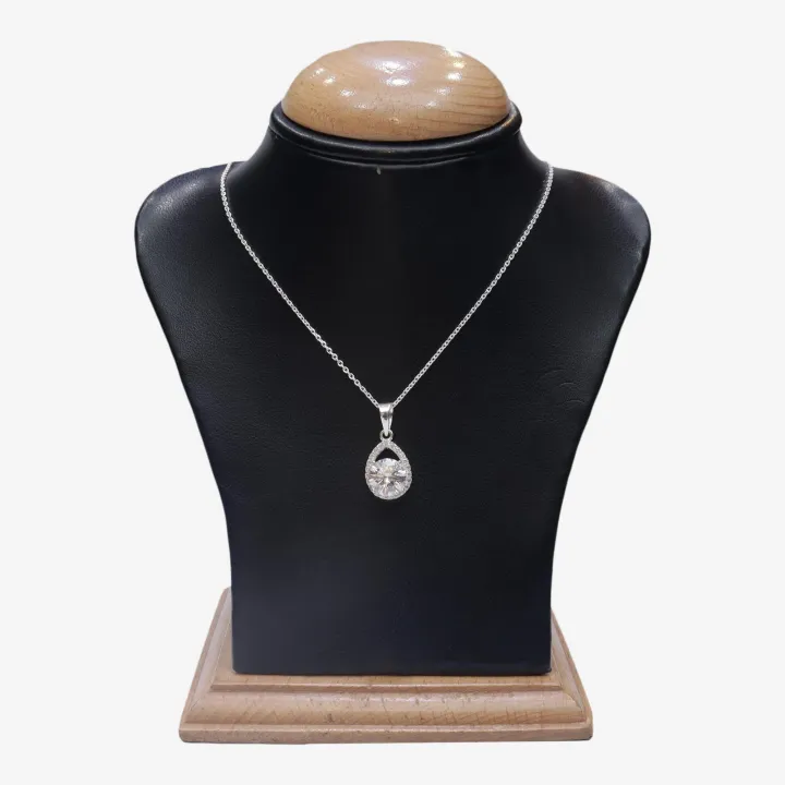 Silver 3 Citrine Moissanite Pure Silver Pendant 18 Inch | Daraz.com.np