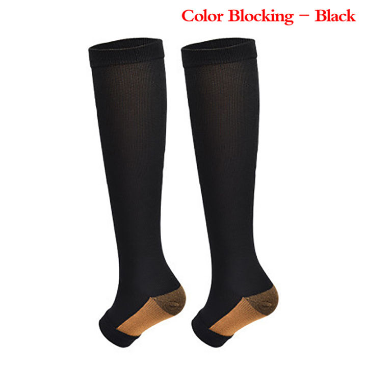 1Pair Compression Socks Foot Pain Relief Knee Varicose Open Toe Socks ...