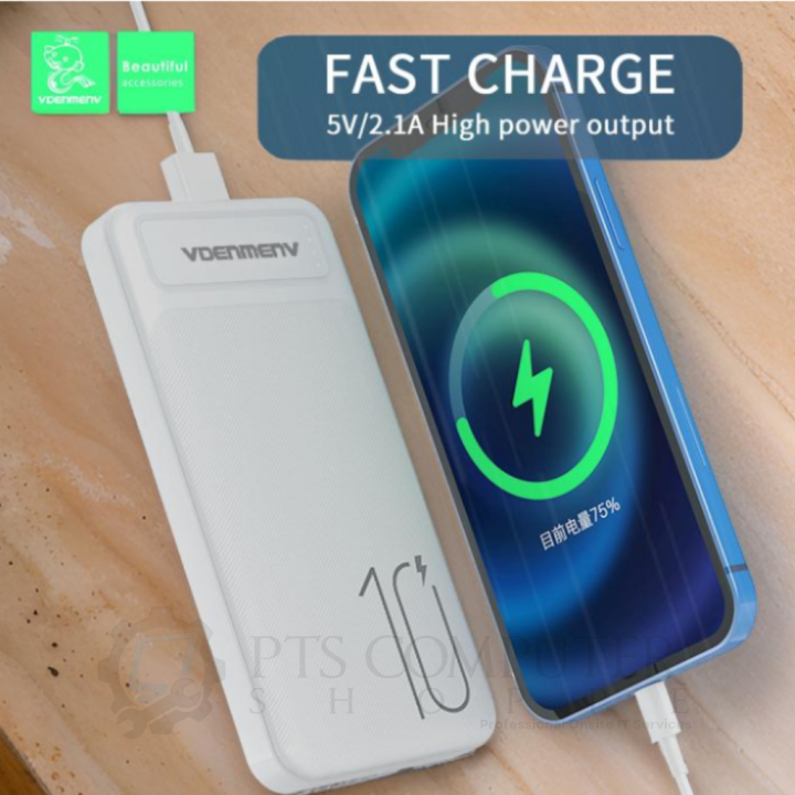 VDENMENV 10000mAh PowerBank - DP09 | Dual USB, Type-C & Micro USB Input, 2.1A Quick Charge, LED ...