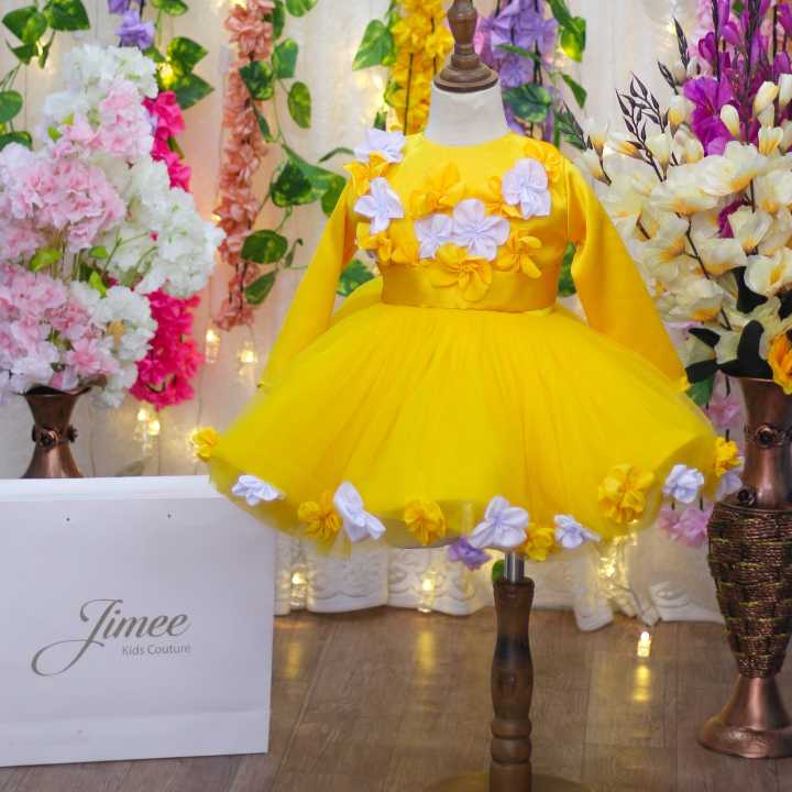 Yellow Color Cake Smash Dress For Baby Girls By Jimee Kids Couture ...