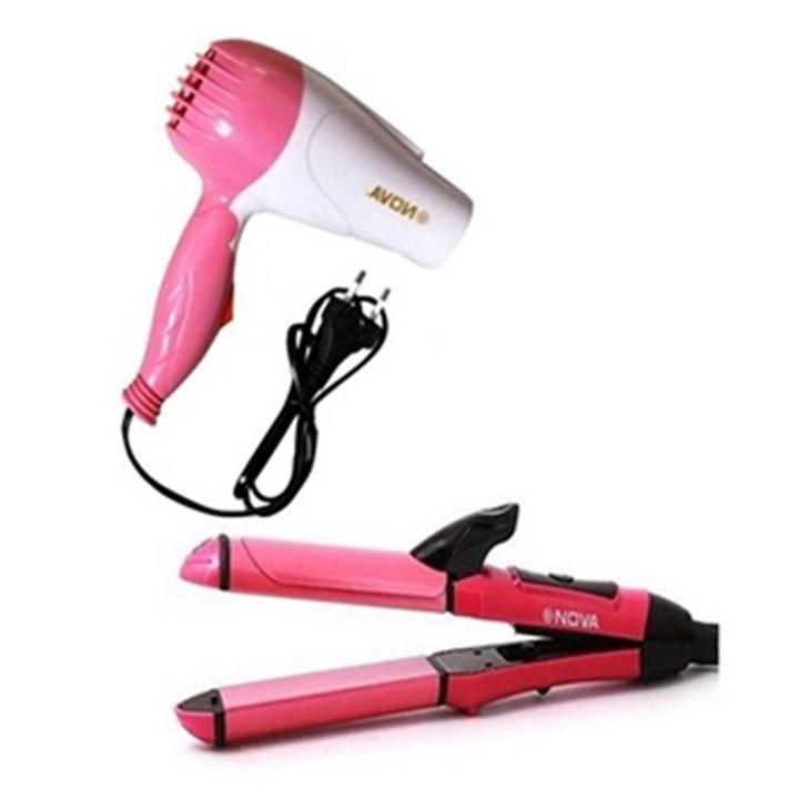 Combo Of Foldable Hair Dryer + 2 In 1 Hair Beauty Set Curl & Straight ...