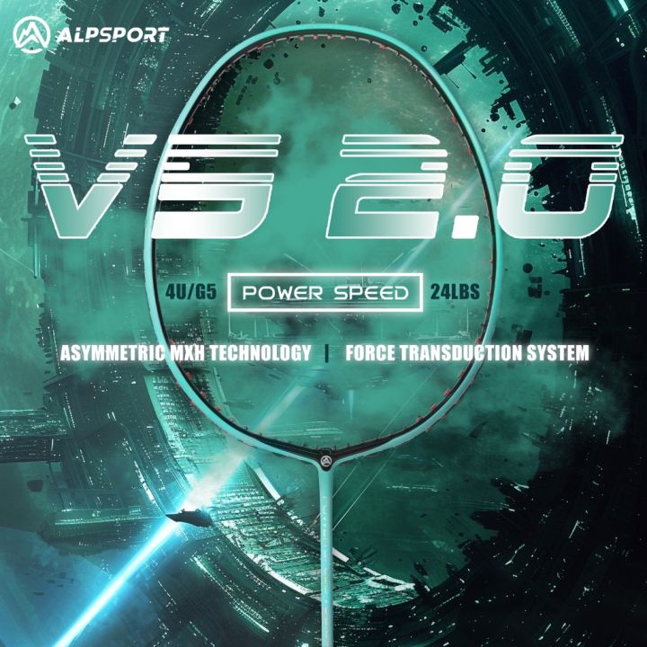 ALP-SPORTS V5 2.0+ 4U Super Light Full Carbon Fiber Badminton Racket ...