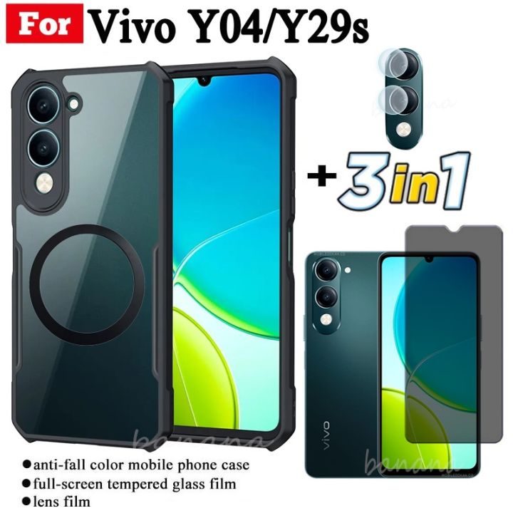3 in 1 Vivo Y04 Shockproof Phone Case With Magnetic Wireless Charging Sticker For Vivo Y29S Y29 ...