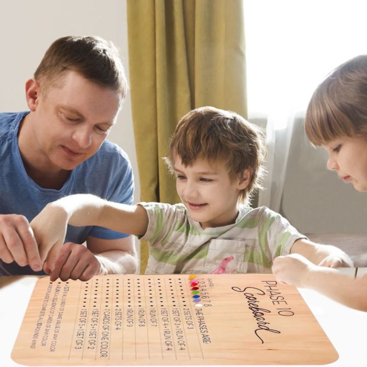 Convenient Round Tracker Phase 10 Score Board Wooden Durable Phase Ten ...