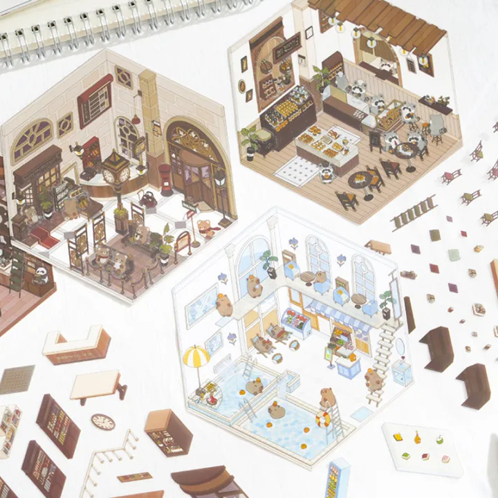 1 Set Fairy Tale capybara 3D Sticker DIY Cabin Scene Stacking Stickers ...