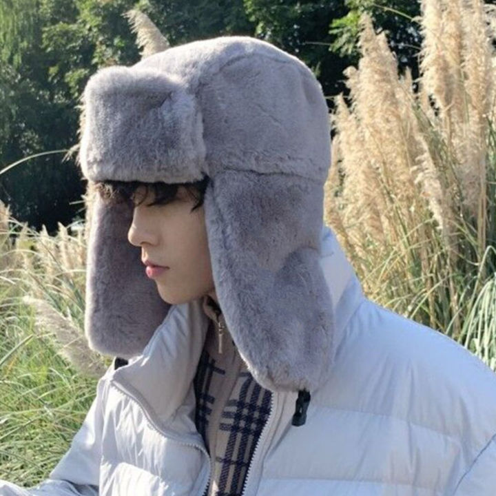 Thickened Windproof Men Women Pilot Hat Outdoor Fluffy Faux Fur Pilot ...