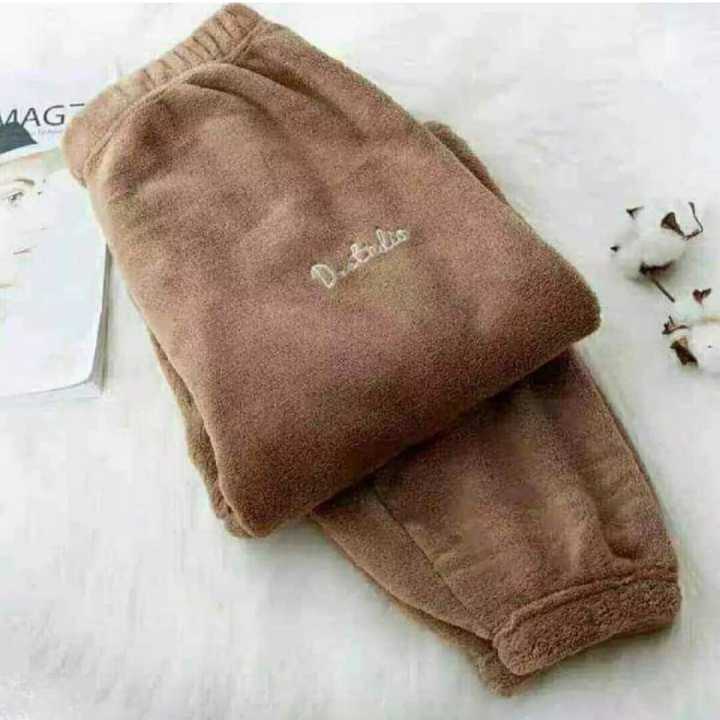 Winter Fur Joggers for Women Stretchable Cotton Casual Trouser with ...