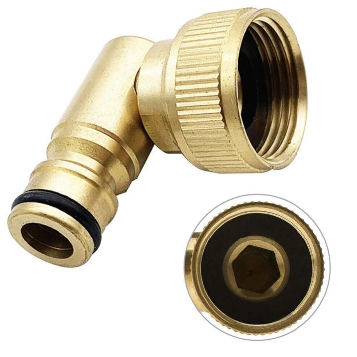 Durable 90 Degree Hose Swivel Elbow Solid Brass Adjustable Elbow Connector Hose Kink Protector ...