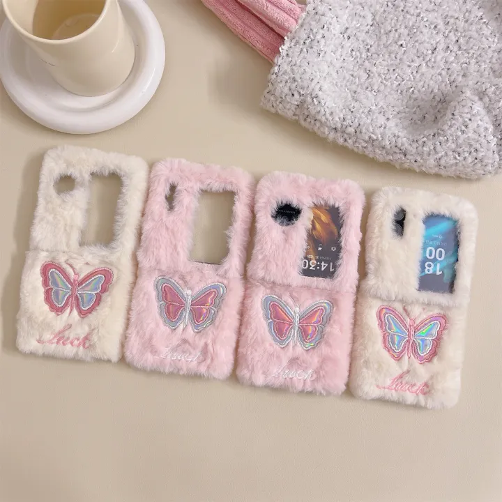 Suitable for Plush Embroidery Butterfly oppo find n2flip Phone case ...