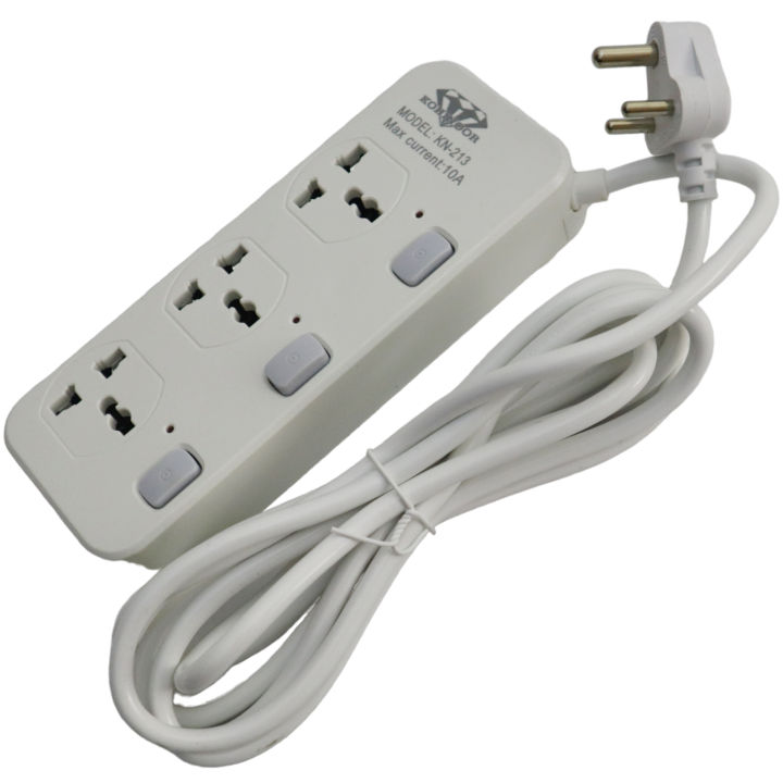 KOHINOOR 'KN-213' Surge Protector 3 Port 2500W 10A(Max) 3 Pin Extension ...