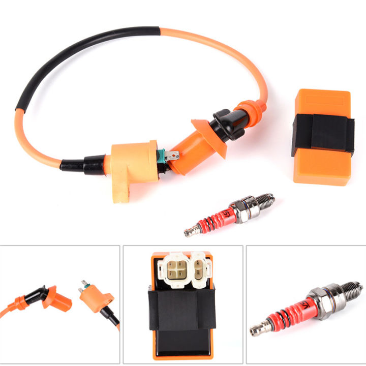 Racing Ignition Coil CDI + Ignition Coil + Spark Plug For GY6 50cc ...